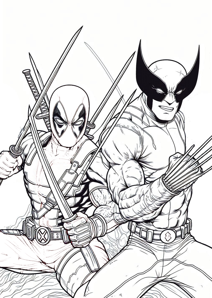 Kolorowanka Deadpool & Wolverine 2 - Morindia